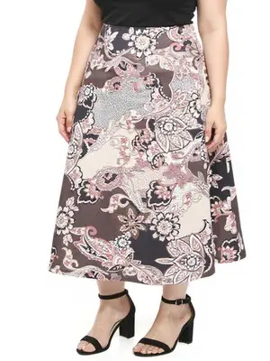 24SEVEN COMFORT APPAREL Paisley A-line Maxi Skirt