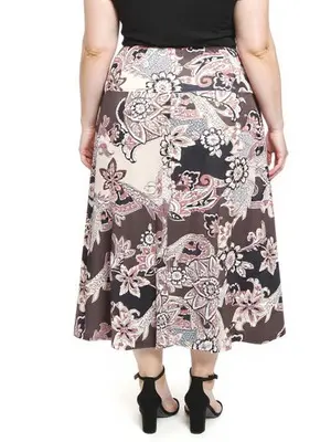 24SEVEN COMFORT APPAREL Paisley A-line Maxi Skirt