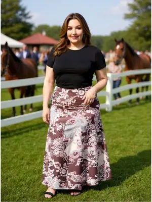 24SEVEN COMFORT APPAREL Paisley A-line Maxi Skirt