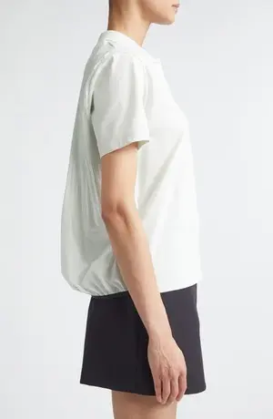 Moncler Pleated Back Mixed Media Polo - Ice