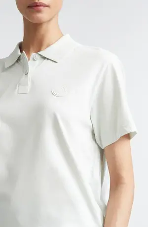 Moncler Pleated Back Mixed Media Polo - Ice