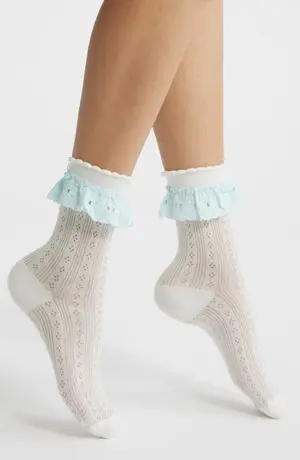 HIGH HEEL JUNGLE Bobby Lace Ankle Socks White