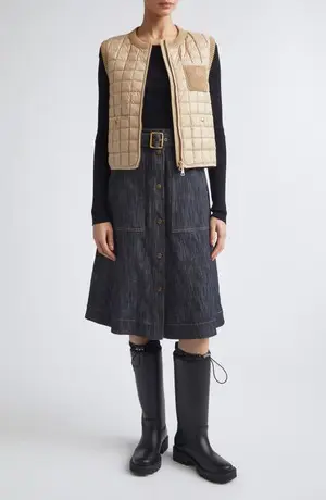 Moncler Belted Denim Midi Skirt - Blue