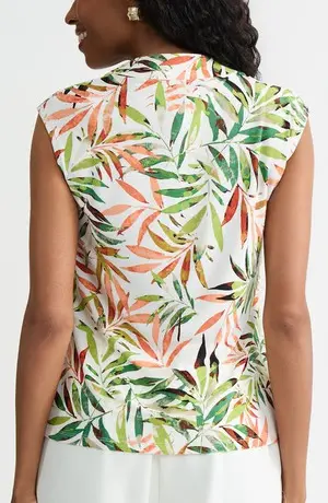 KASPER Cowl Neck Cap-sleeve Top