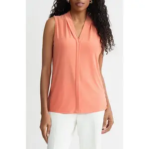 KASPER Pleated Sleeveless Top - Mandarin