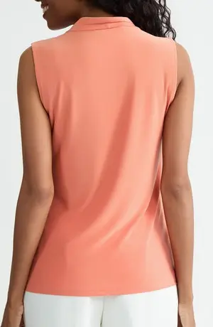 KASPER Pleated Sleeveless Top - Mandarin