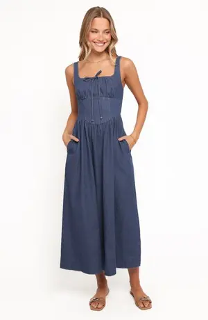 PETAL & PUP Kinslee Sleeveless Midi Dress - Denim