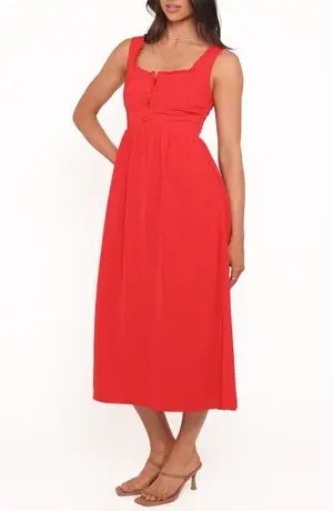 PETAL & PUP Melrose Sleeveless Midi Dress - Red