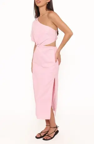 PETAL & PUP Samira One-shoulder Cutout Midi Dress