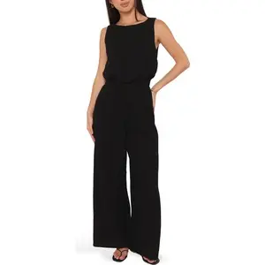 PETAL & PUP Brenna Cotton Gauze Jumpsuit - Black