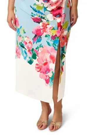 Adrianna Papell Print One-shoulder Gown