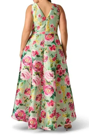 Adrianna Papell Floral High-low Fit & Flare Midi Dress