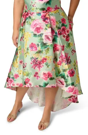 Adrianna Papell Floral High-low Fit & Flare Midi Dress