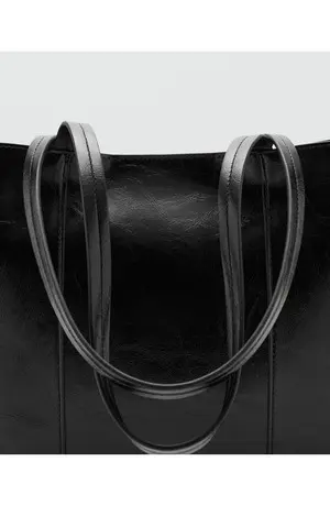 Mango Faux Leather Shopper Bag