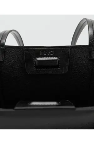 Mango Faux Leather Shopper Bag - Black