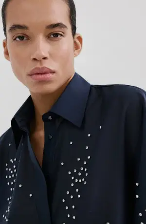 Mango Rhinestone Button-up Shirt