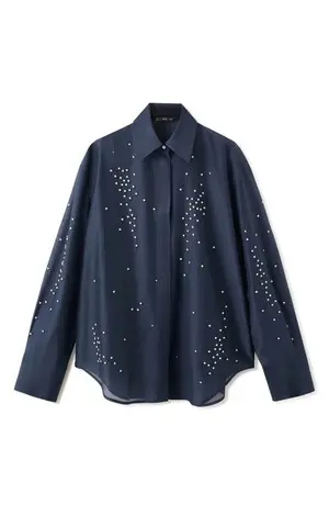 Mango Rhinestone Button-up Shirt