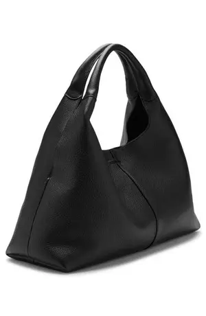 Mango Slouchy Leather Shoulder Bag - Black