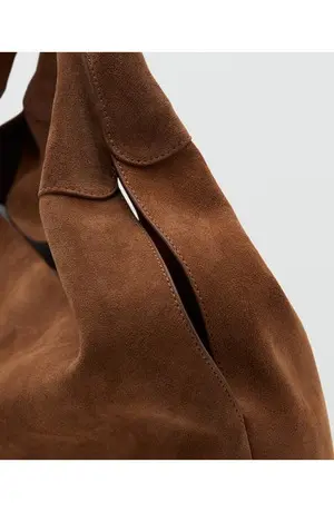 Mango Slouchy Leather Shoulder Bag - Brown