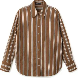 Mango Stripe Straight Button-up Shirt - Brown