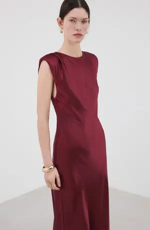 Mango Sleeveless Satin Maxi Dress - Cherry