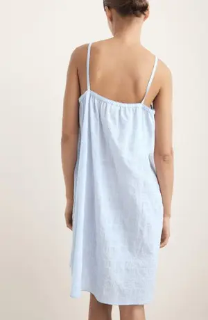 Mango Picot Stretch Cotton Nightgown - Blue