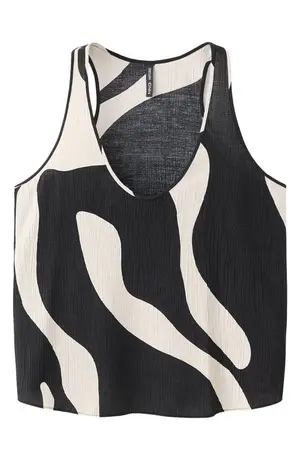 Mango Printed Sleeveless Crop Top