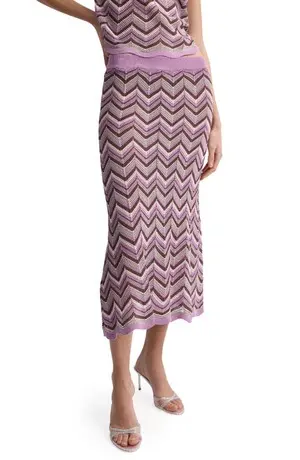 Mango Flare Open Stitch Midi Skirt