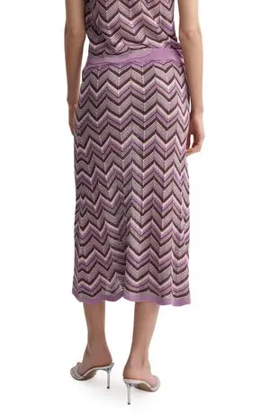 Mango Flare Open Stitch Midi Skirt