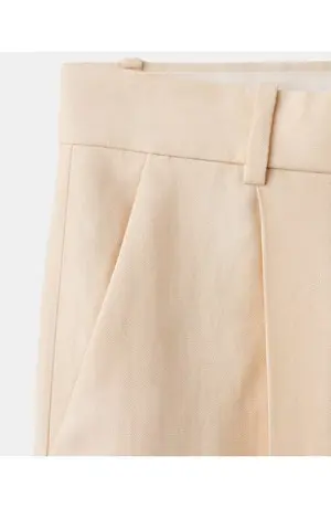 Mango Pleated Mid Rise Wide Leg Trousers - Ecru