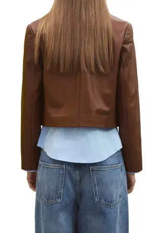 Mango Leather Double-breasted Jacket