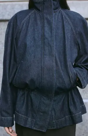 Mango Gathered Waist Denim Parka