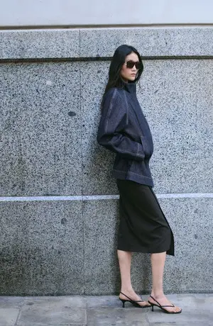 Mango Gathered Waist Denim Parka