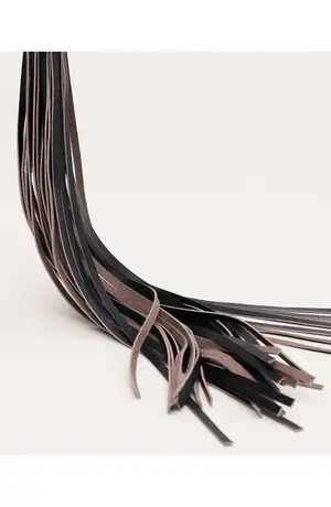 Mango Leather Fringe Key Chain - Black