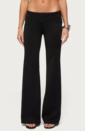 EDIKTED Sequin Waist Flare Pants