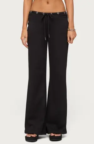 EDIKTED Grommet Drawstring Low Rise Straight Leg Pants