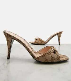 Gucci Erin Horsebit Gg Canvas Mules