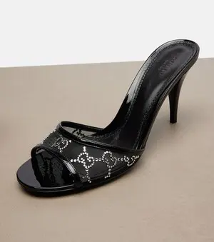 Gucci Embellished Leather-trimmed Mules - Black