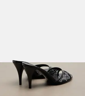 Gucci Embellished Leather-trimmed Mules - Black