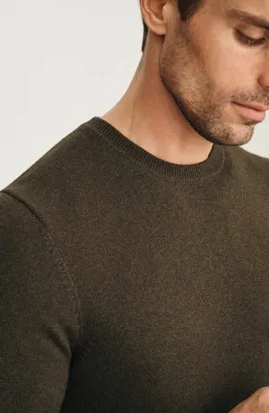 34 Heritage Cashmere & Silk Blend Crewneck Sweater - Khaki