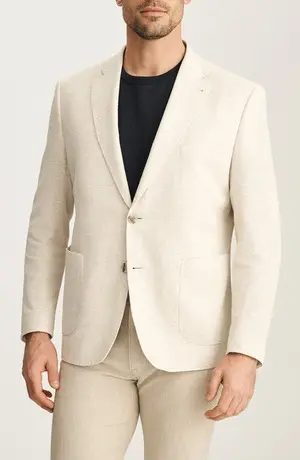 34 Heritage Matteo Slim Fit Linen & Cotton Blend Piqué Sport Coat - Beige