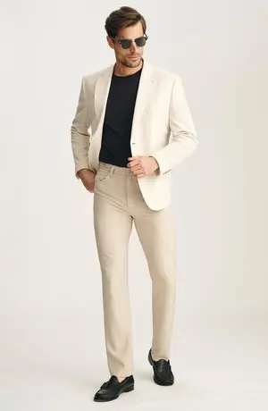 34 Heritage Matteo Slim Fit Linen & Cotton Blend Piqué Sport Coat - Beige