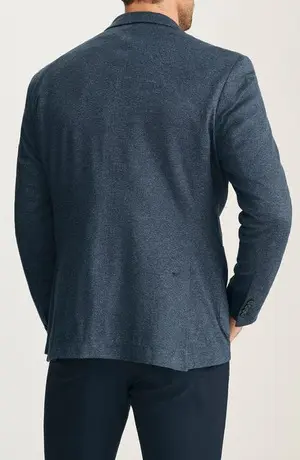 34 Heritage Matteo Slim Fit Mélange Cotton & Linen Piqué Sport Coat - Navy