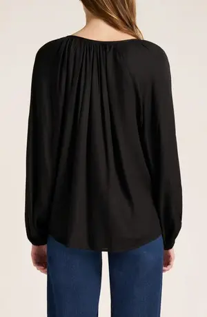 Matty M. Tie Neck Raglan Sleeve Top