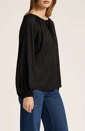 Matty M. Tie Neck Raglan Sleeve Top