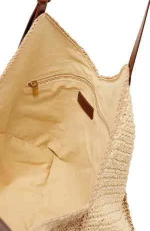 REISS Farrah Raffia Effect Colorblock Tote