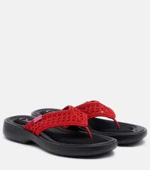 Chloé Chloe Crochet Thong Sandals Black
