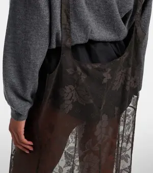Prada Floral Lace Cotton Midi Skirt