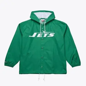 Mitchell & Ness New York Jets Coaches Full-snap Hooded Windbreaker Jacket