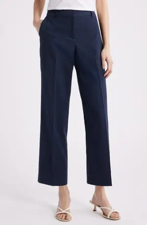 Anne Klein Stripe Straight-leg Ankle Trousers